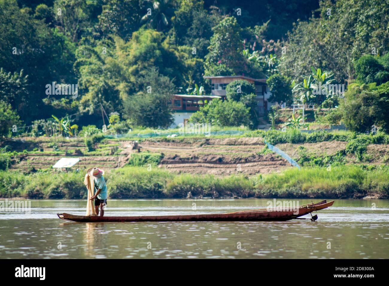Fishing on the Mekong in Laos Stock Photo - Alamy