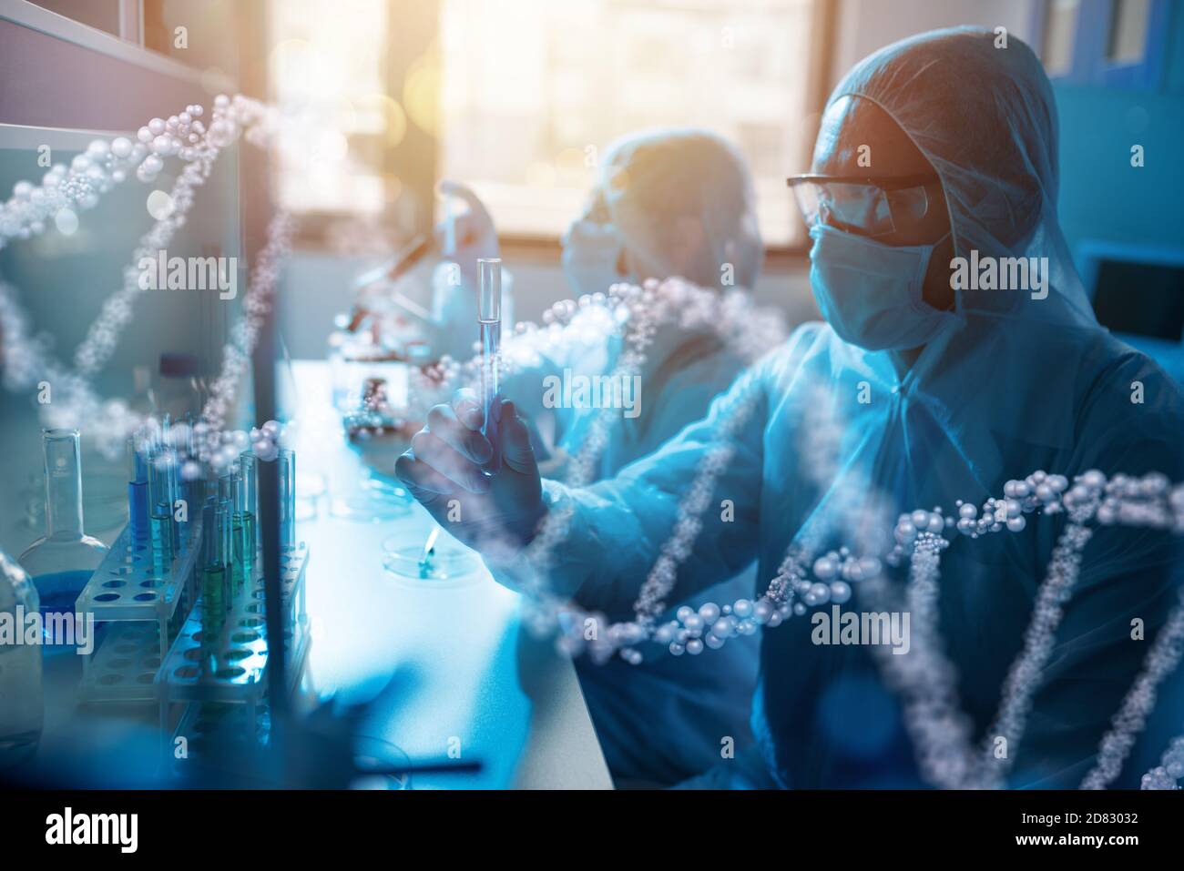 Medical science laboratory. Concept of virus and bacteria research ...