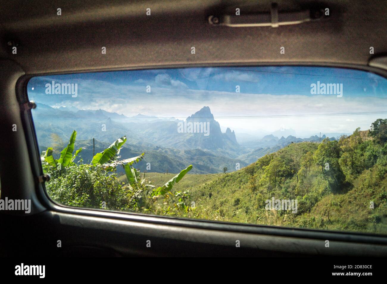 Mountain behind a car window Stock Photo - Alamy