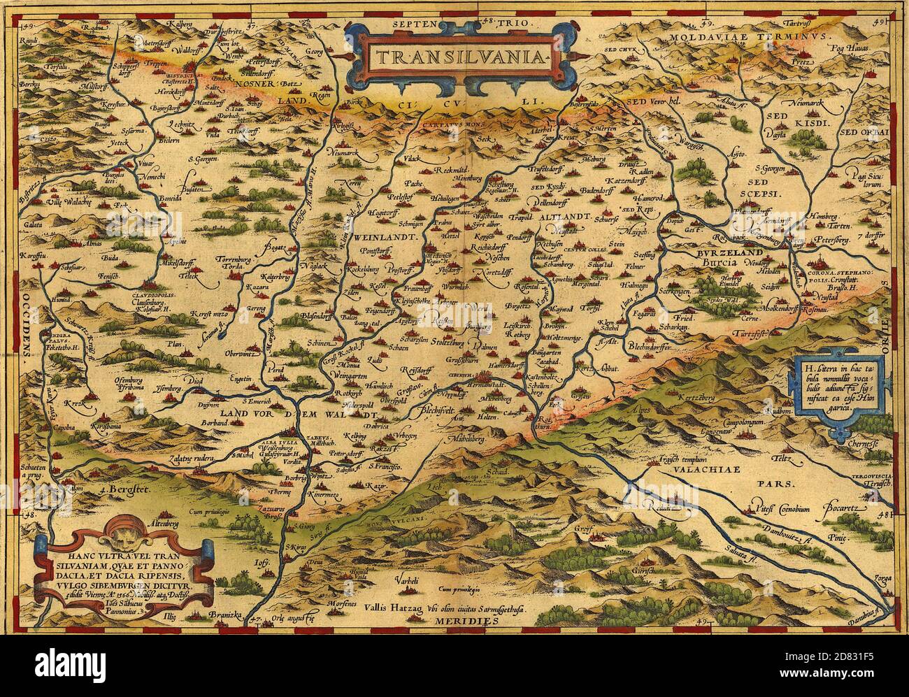 Antique Map of Transylvania, Romania by Abraham Ortelius, circa 1570 Stock Photo - Alamy