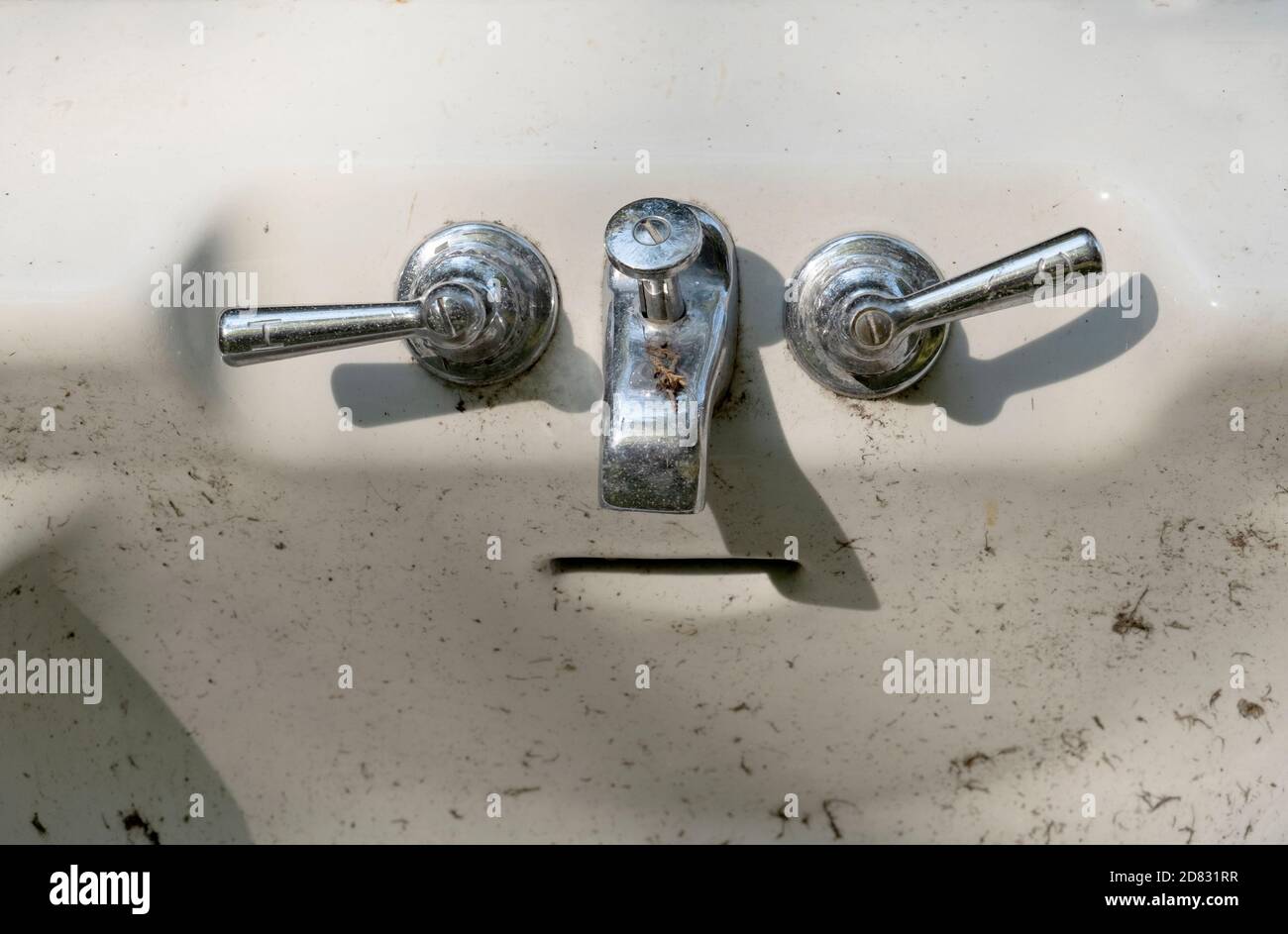 porcelain bathtub appears to have a face, with the handles being eyes ...