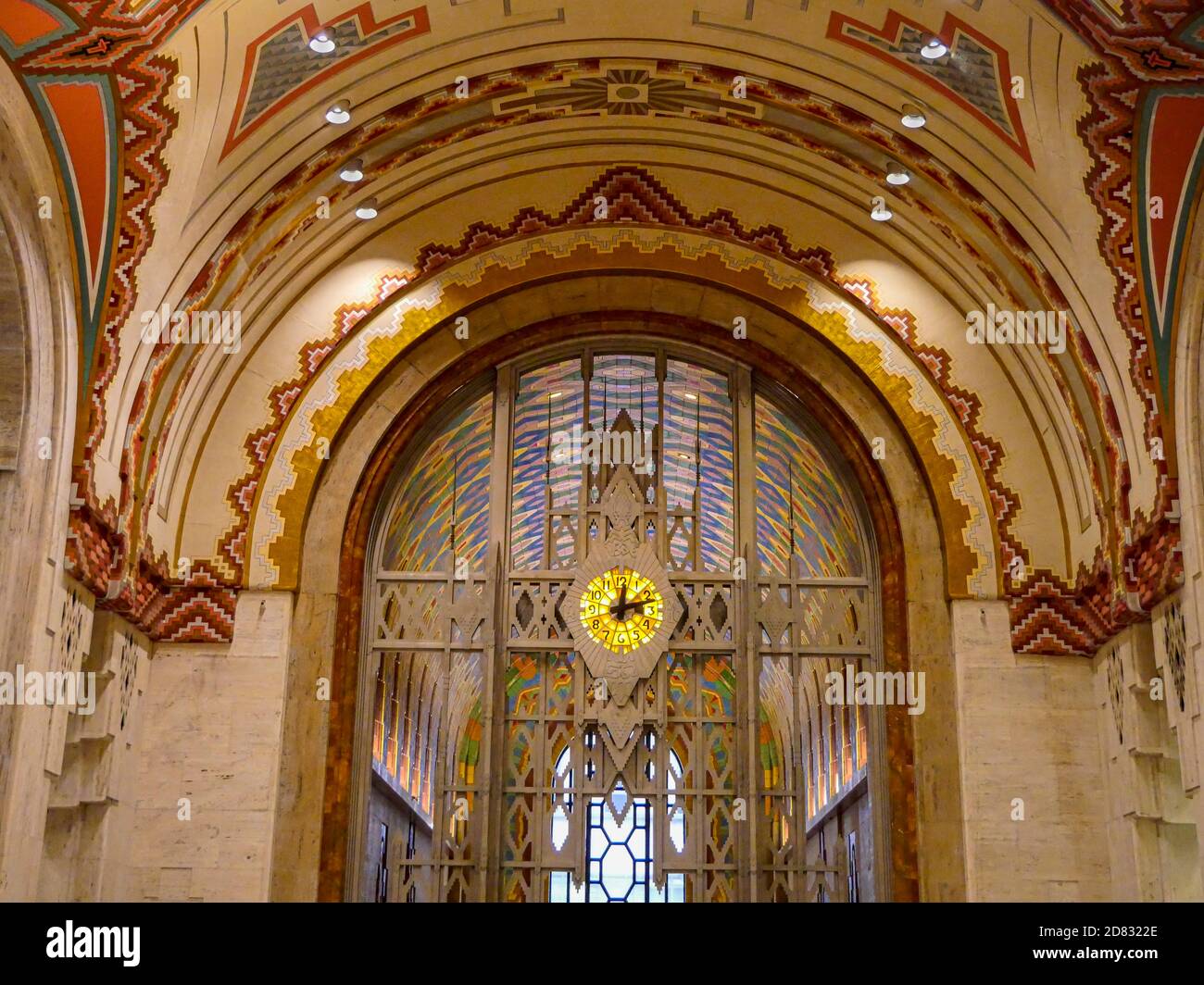 Lobby and clock in the Interior of the art-deco Guardian Building in ...