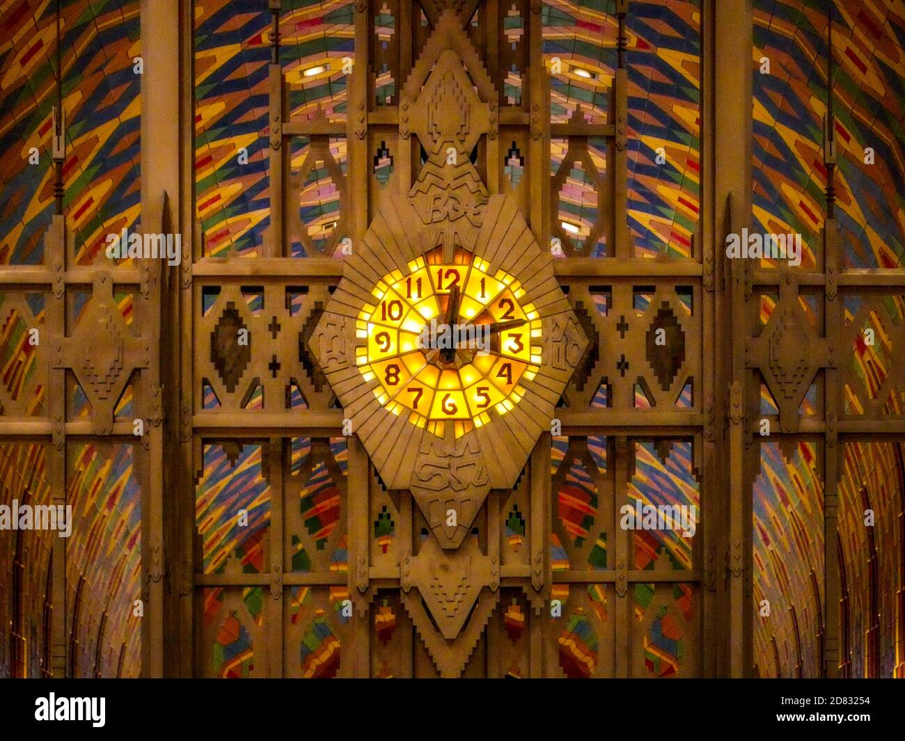 Lobby and clock in the Interior of the art-deco Guardian Building in ...