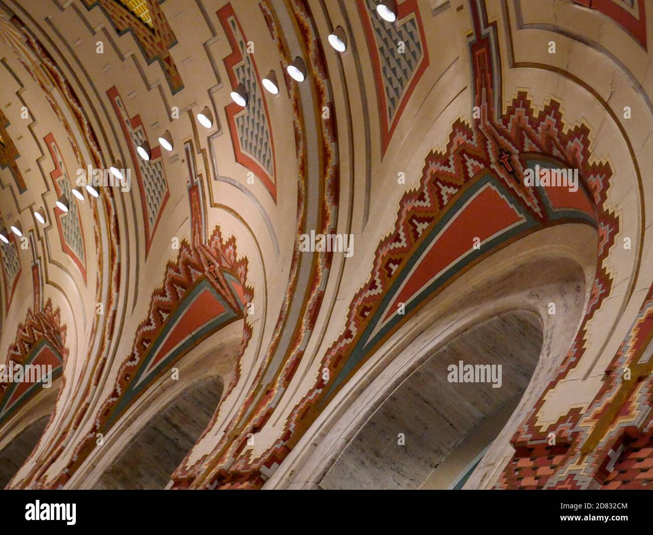 Arched way and ceiling of the Interior of the art-deco Guardian ...