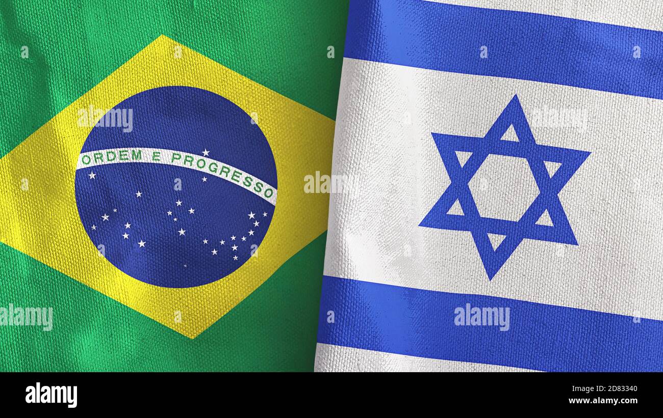 Israel and Brazil two flags textile cloth 3D rendering Stock Photo - Alamy