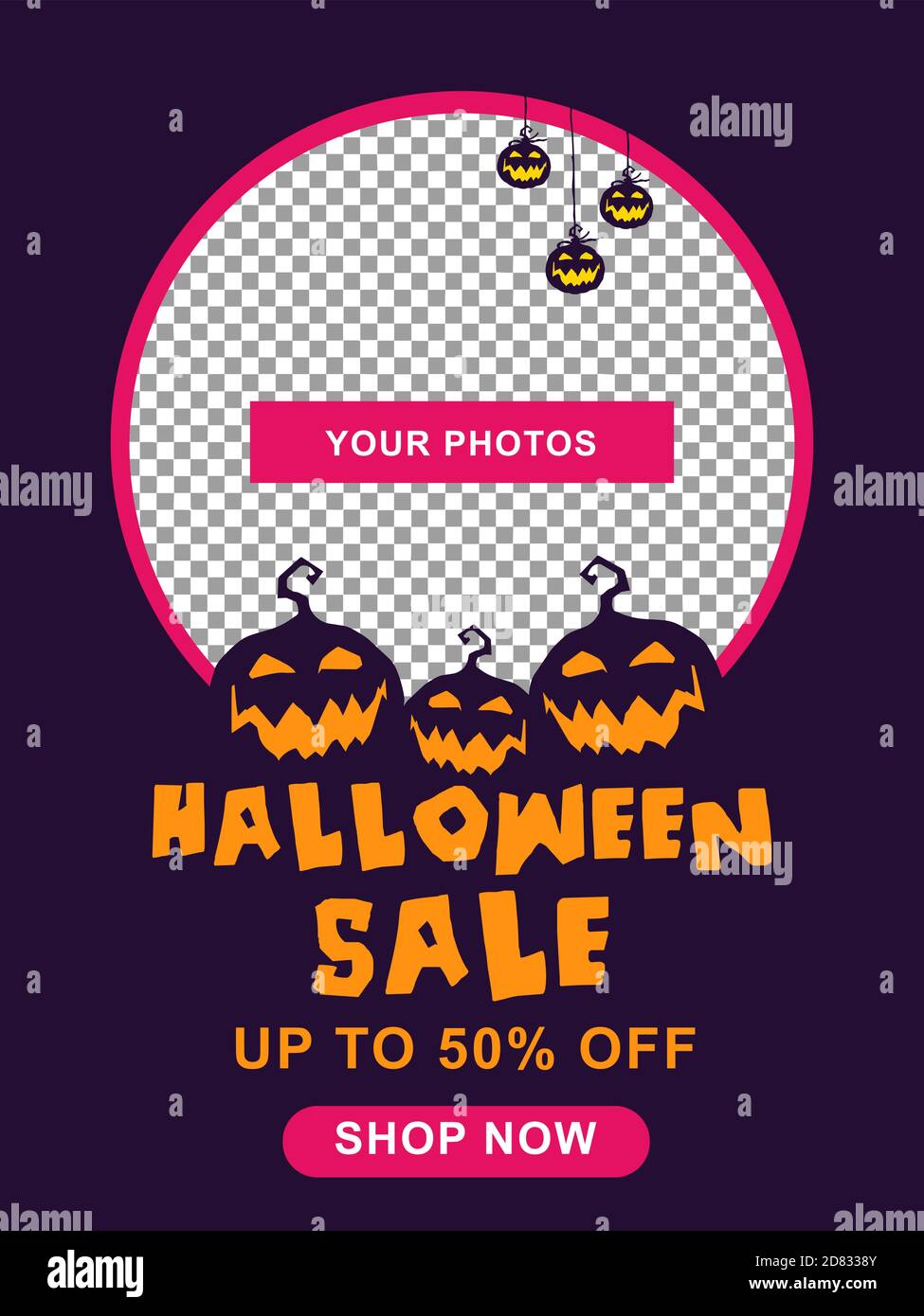 Halloween sale banner. Halloween background with tombstones, pumpkin ...