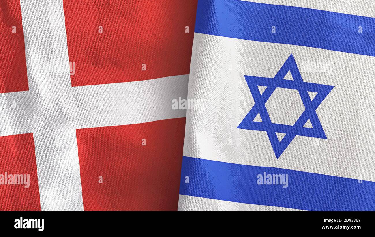 Israel and Denmark two flags textile cloth 3D rendering Stock Photo - Alamy