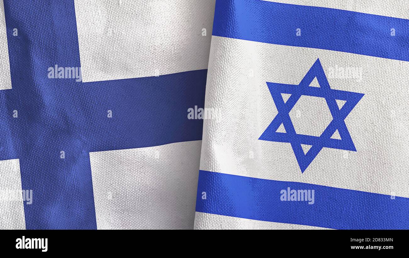 Israel and Finland two flags textile cloth 3D rendering Stock Photo - Alamy