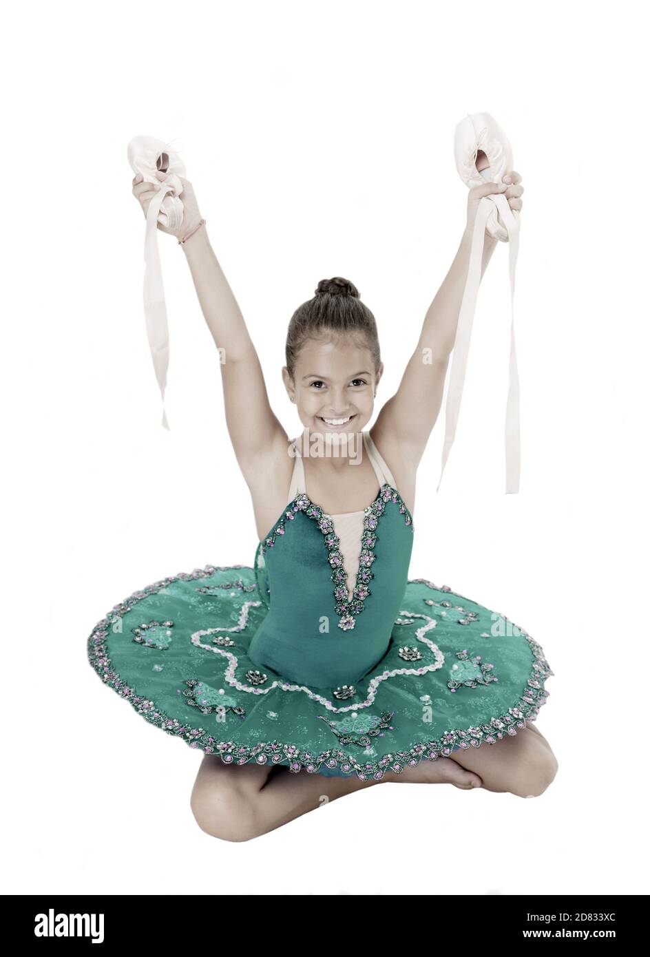 Talented ballet dancer. Kid dress ballet skirt white background ...