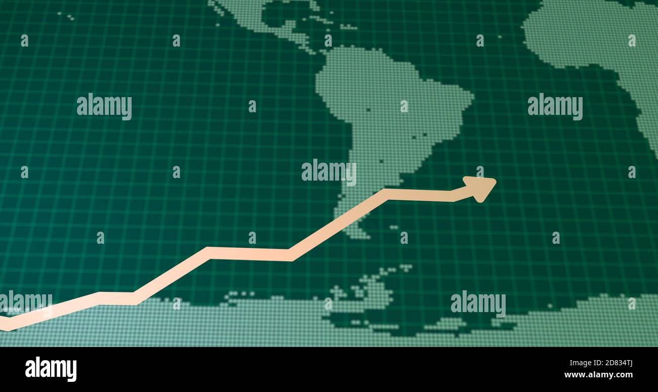 growing arrow graph with grid line background. showing 3d arrow growth ...