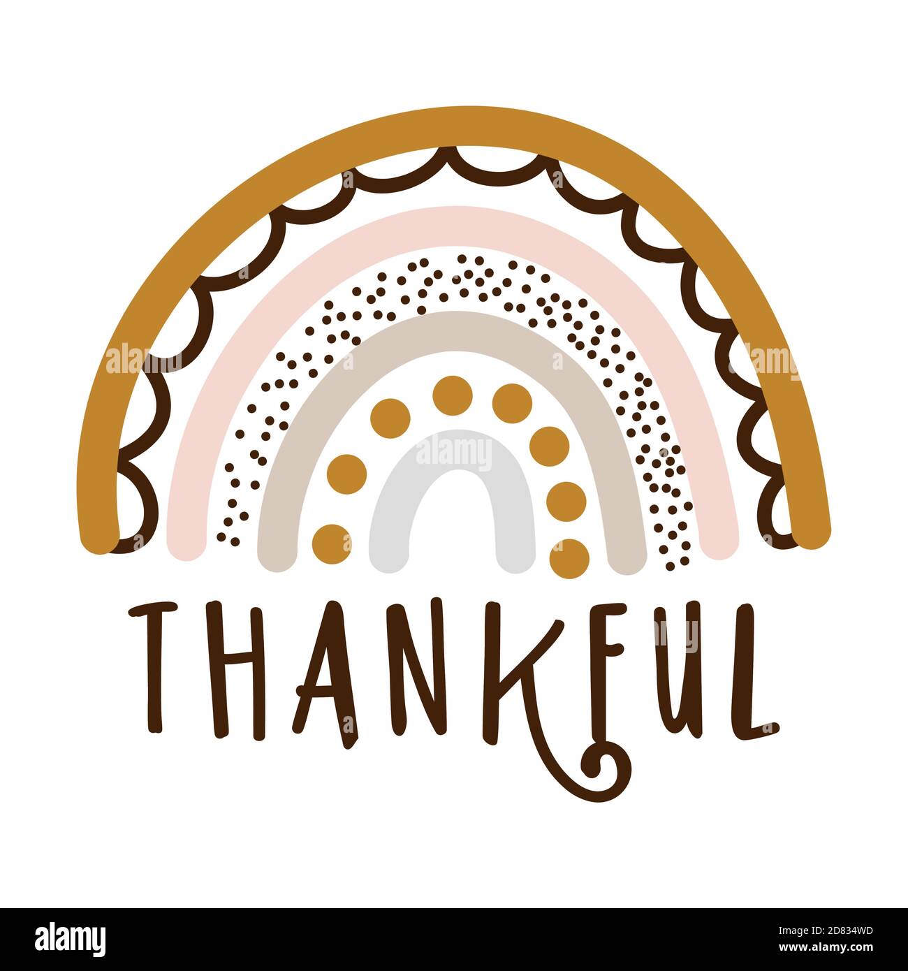 Thankful word with boho macrame rainbow - lovely lettering calligraphy ...