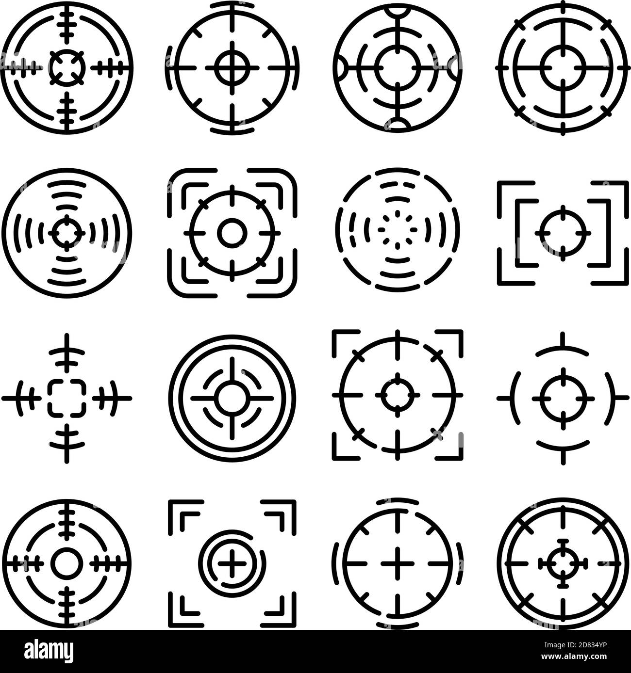 Focus icons set. Outline set of focus vector icons for web design ...