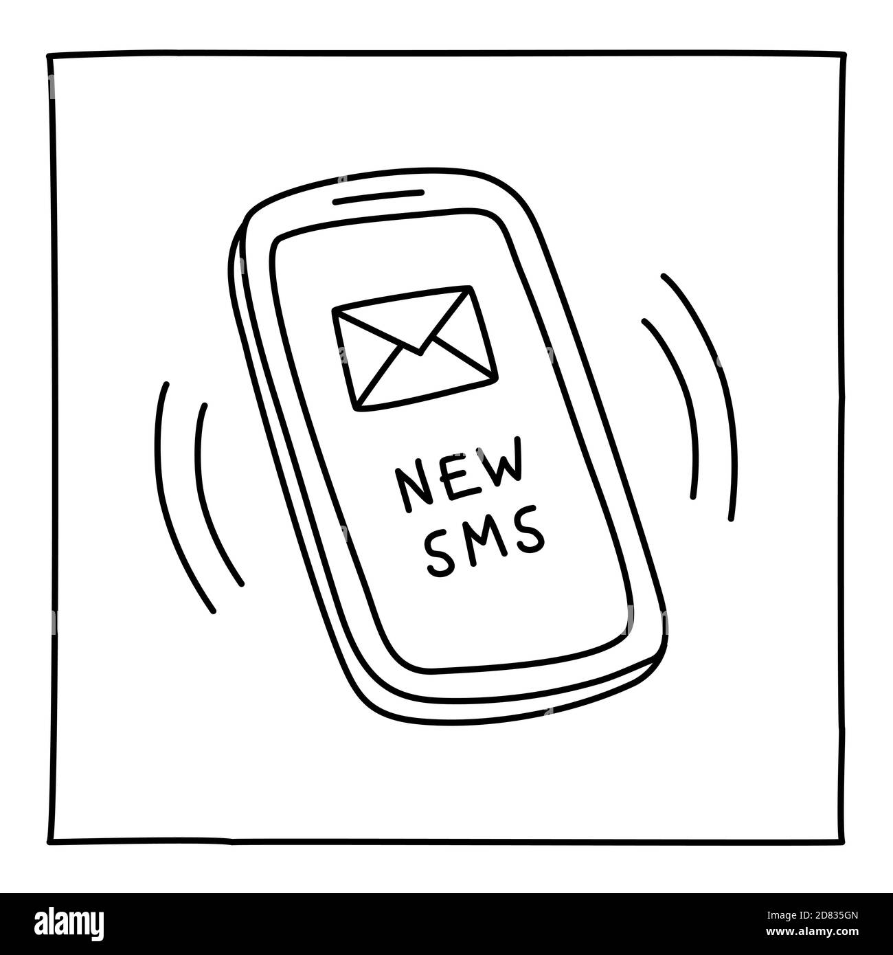 Doodle NEW SMS mobile phone icon hand drawn with thin line Stock Vector ...