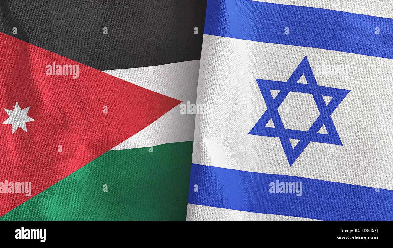 Israel and Jordan two flags textile cloth 3D rendering Stock Photo - Alamy