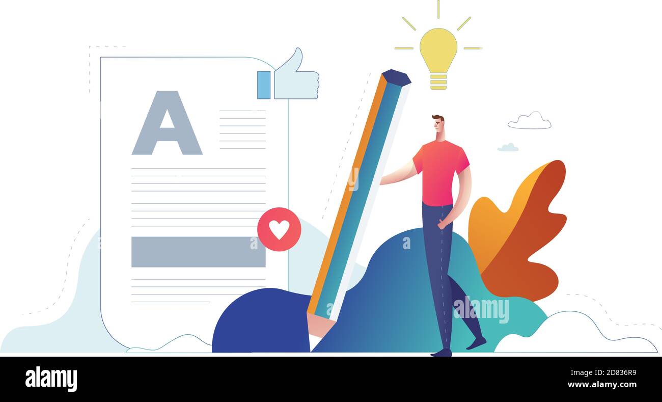 Writing business resume on job. Concept of employment. vector ...