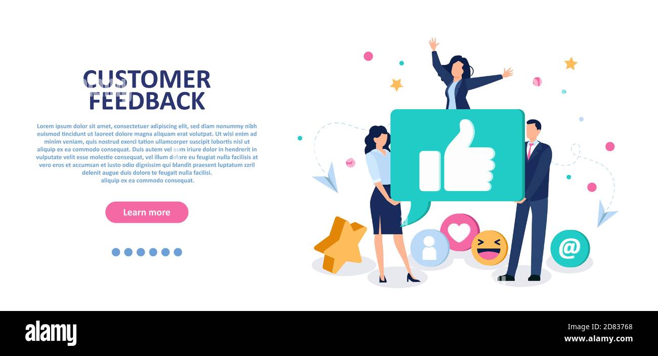 Customer feedback concept. Vector of business people receiving ...