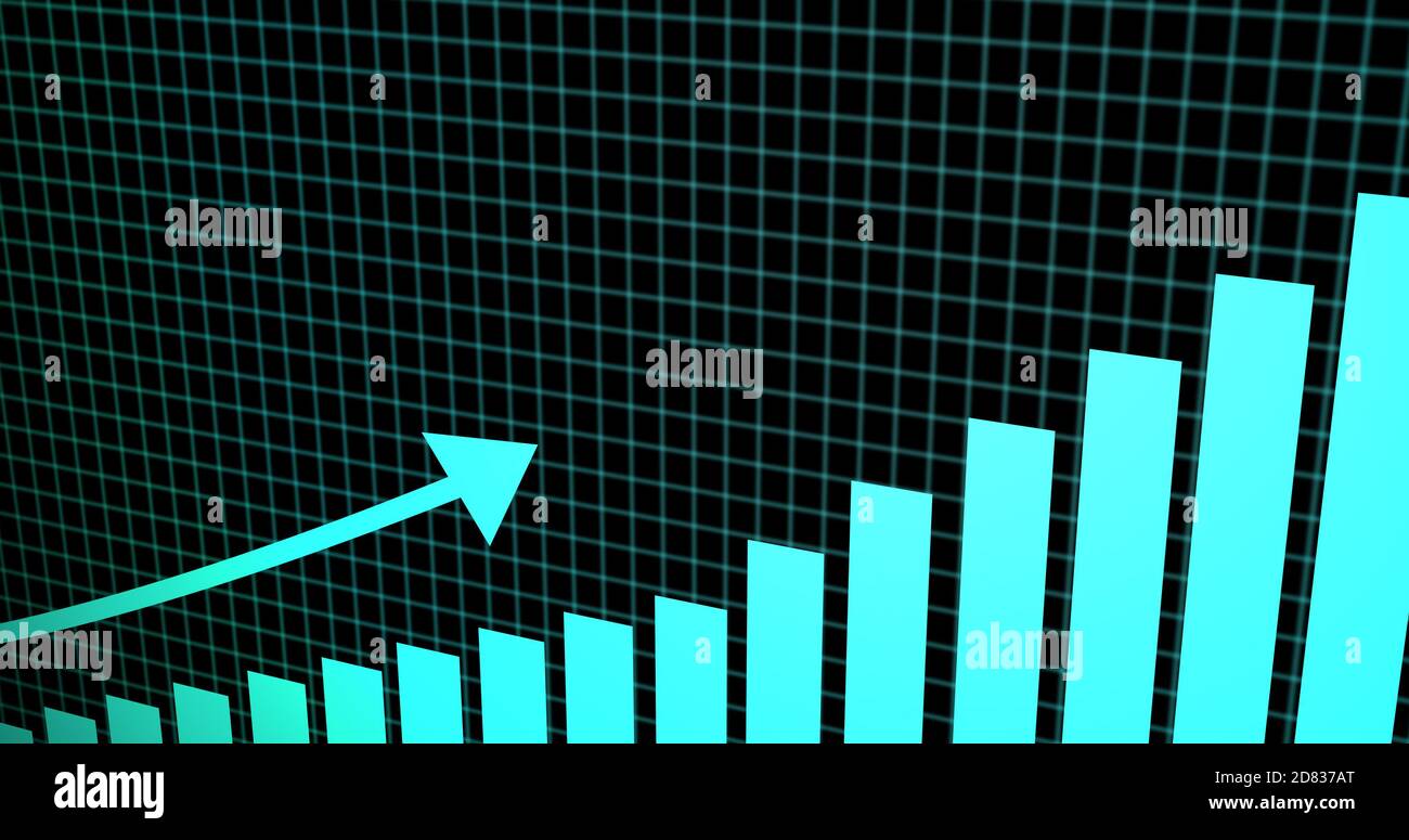 growing arrow graph with grid line background. showing 3d arrow growth ...