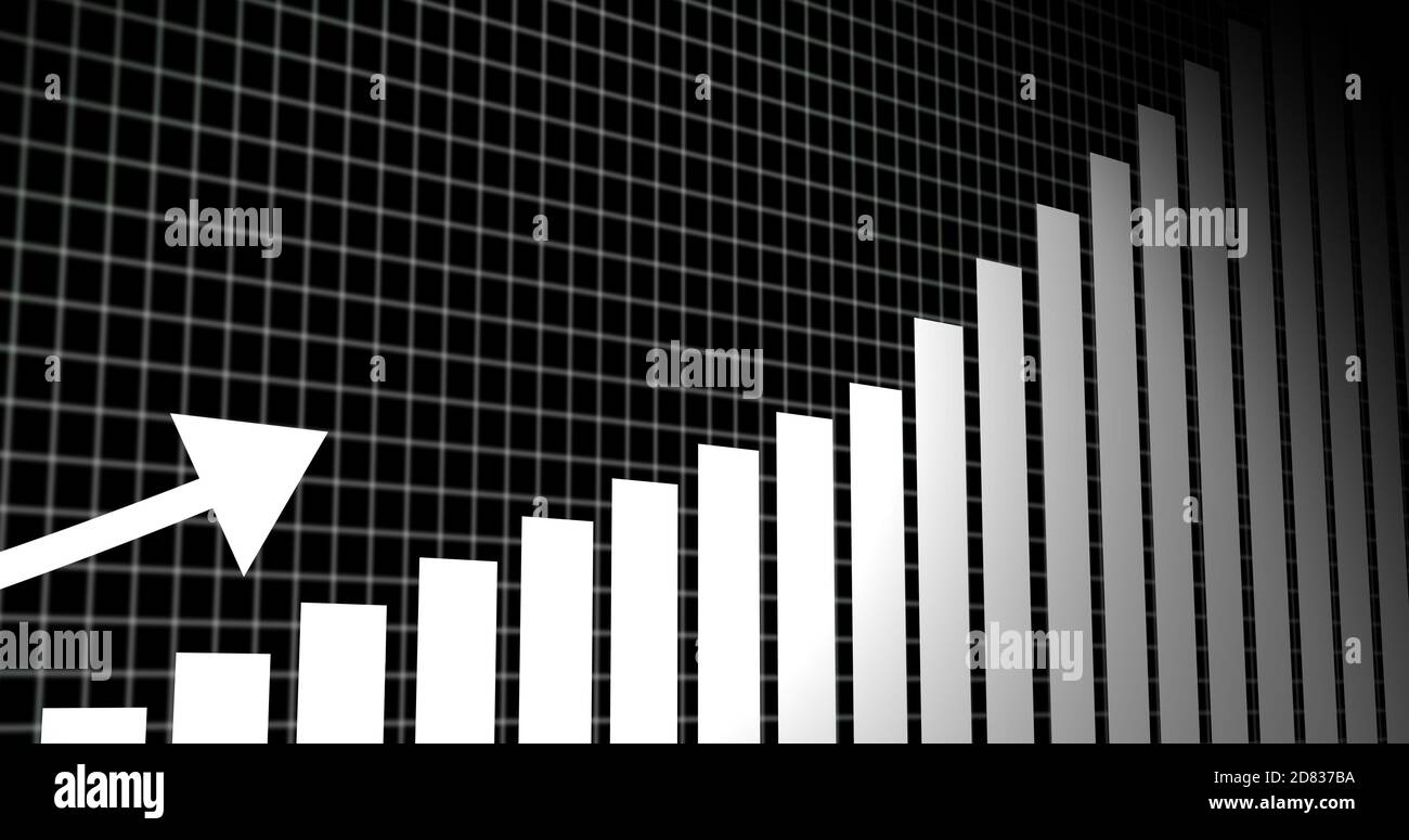 growing arrow graph with grid line background. showing 3d arrow growth ...