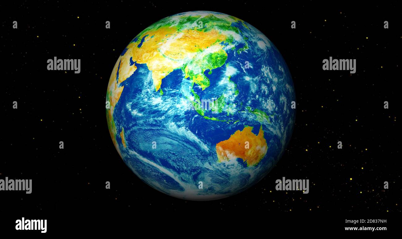 3d rendered photo realistic earth planet. Beautiful green earth planet ...