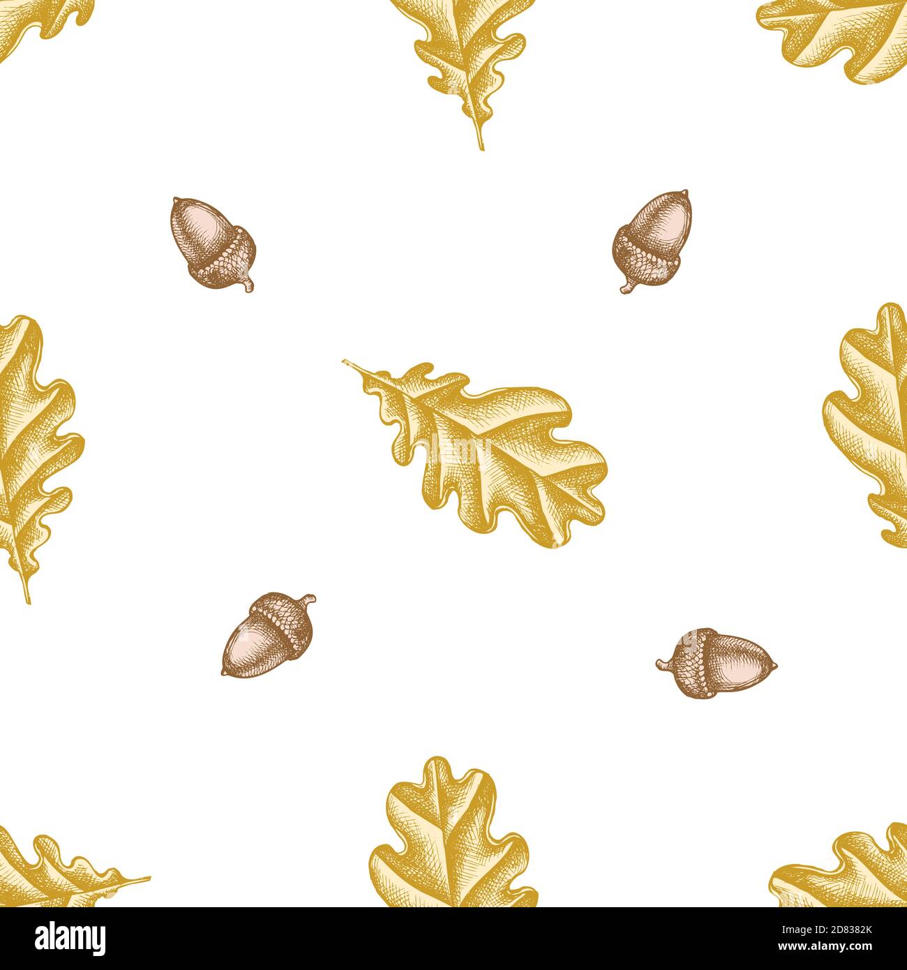 Seamless pattern with hand drawn pastel oak Stock Vector Image & Art ...