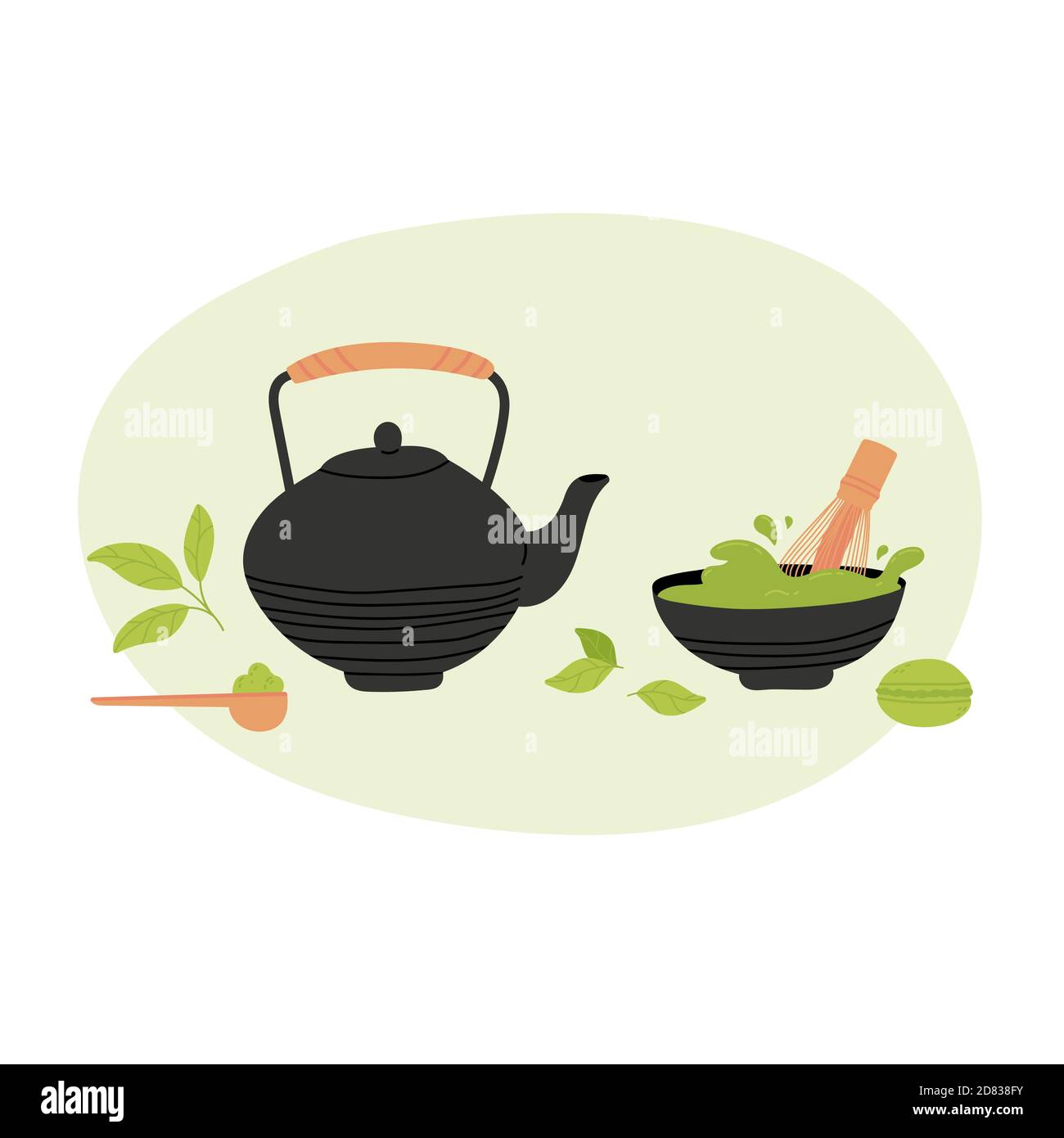 Matcha tea set vector illustration Stock Vector Image & Art - Alamy