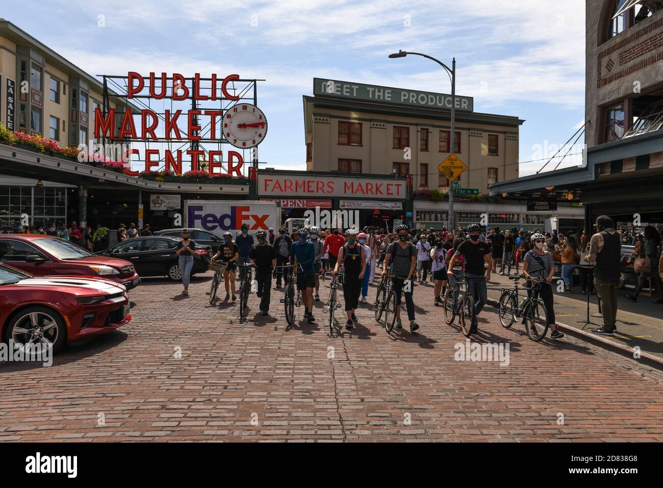 Seattle, USA - Jul 16, 2020: Anti-Police and Starbucks protest late in ...