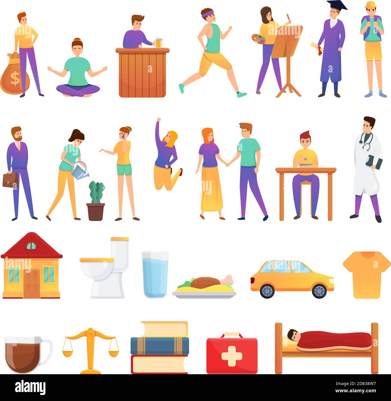 Human needs icons set. Cartoon set of human needs vector icons for web ...