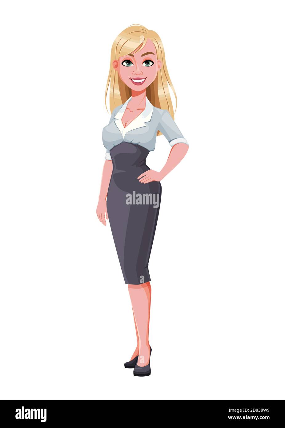 Business woman standing straight. Beautiful businesswoman cartoon ...