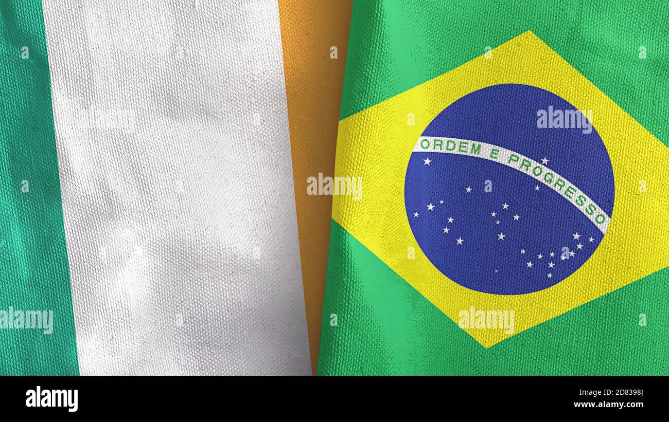 Brazil and Ireland two flags textile cloth 3D rendering Stock Photo - Alamy
