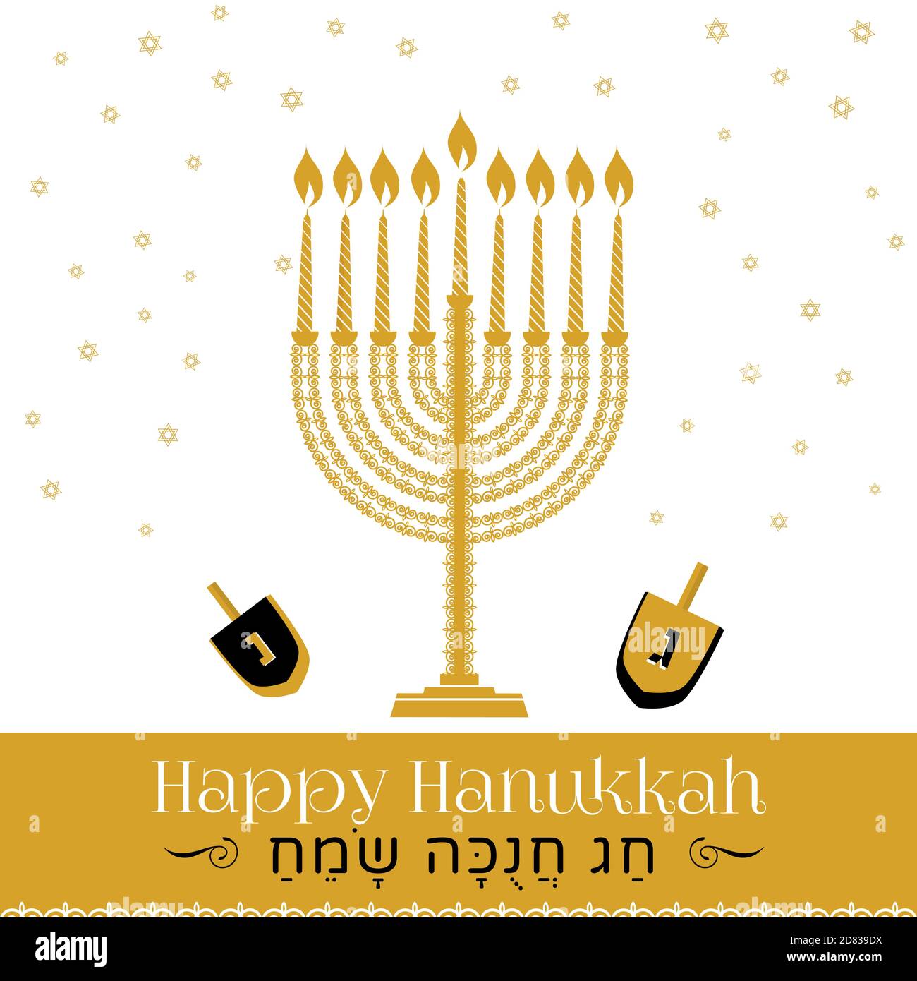Hanukkah greeting card , Jewish holiday symbols golden hanukkah menora ...