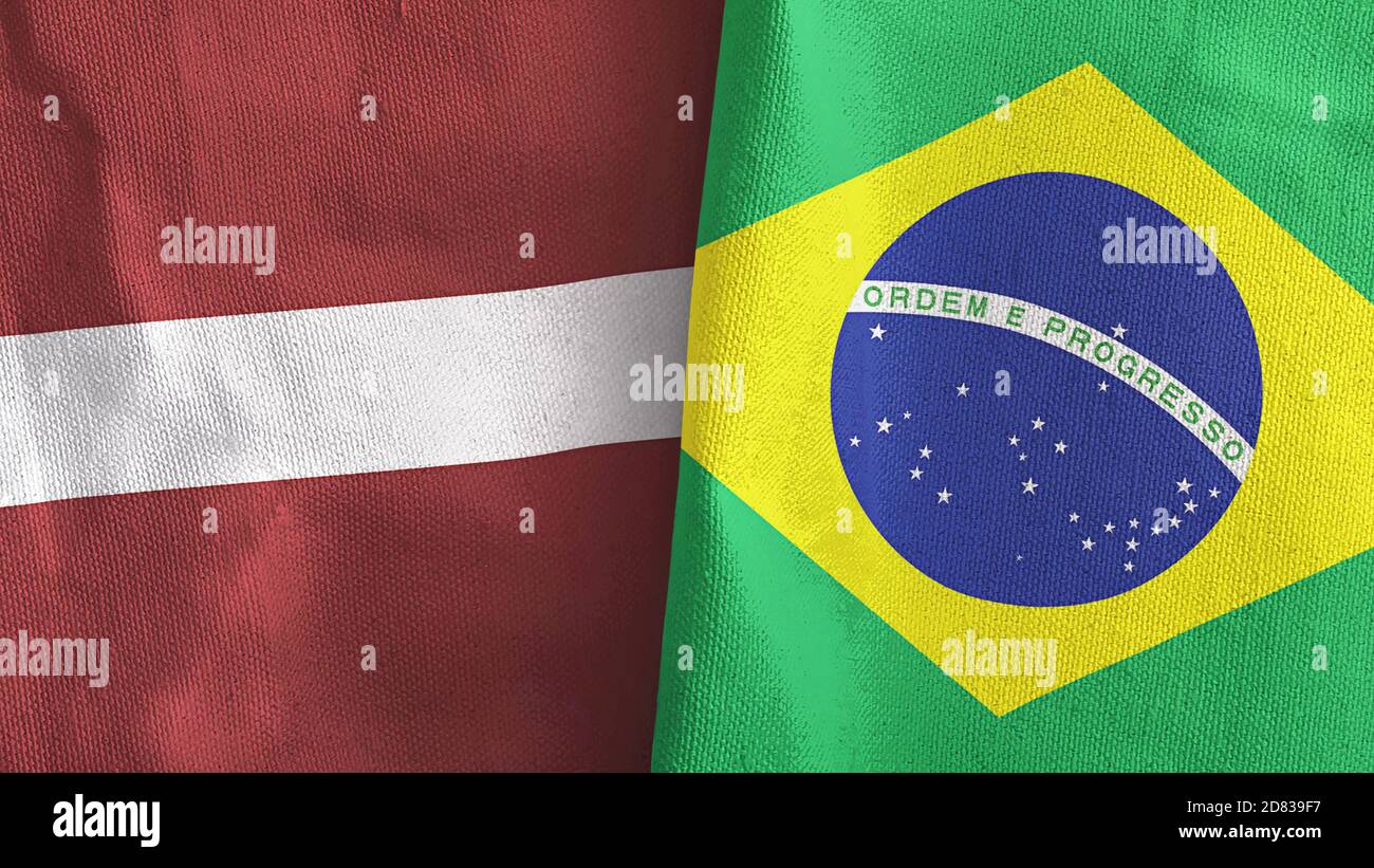 Brazil and Latvia two flags textile cloth 3D rendering Stock Photo - Alamy