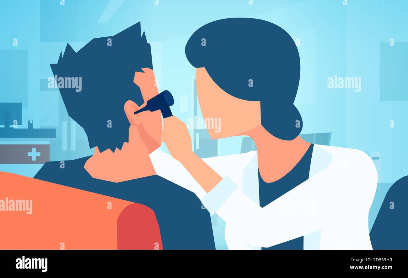 Doctor examining patient ear Stock Vector Images - Alamy
