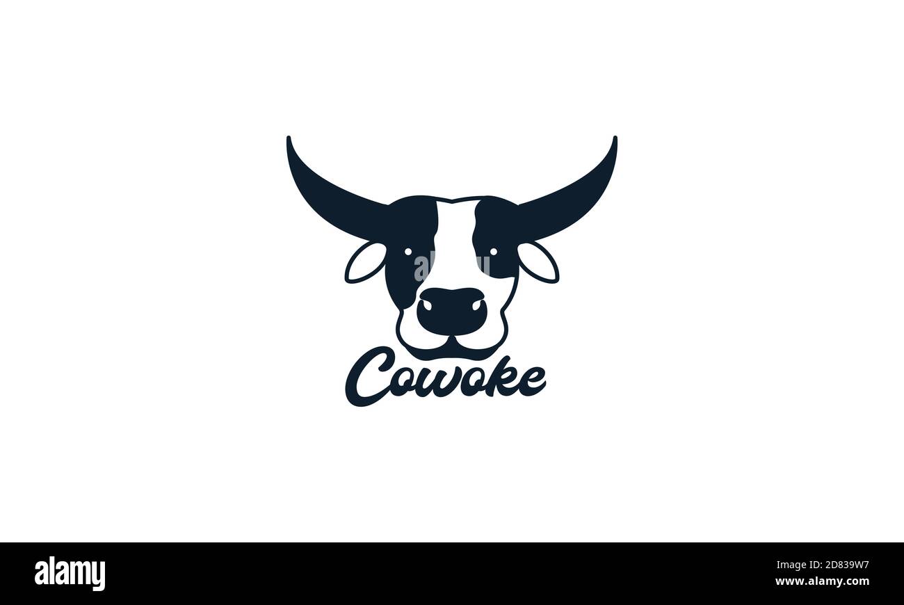 head cow or dairy cows line outline silhouette logo vector icon ...