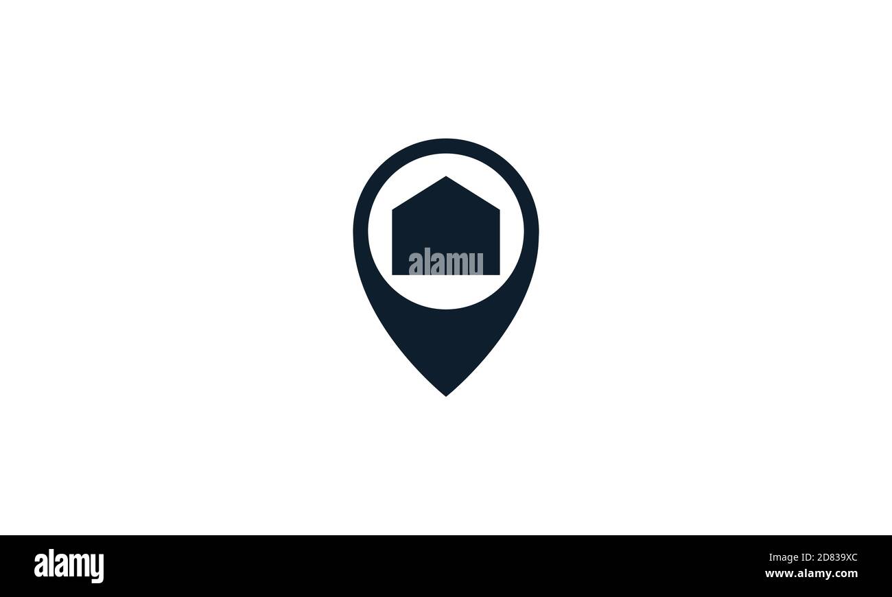 home or house or real estate with pin location maps logo vector icon ...
