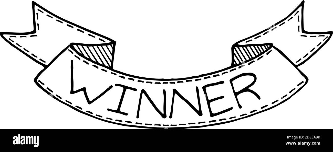 Hand drawn WINNER vintage style banner isolated on white Stock Vector ...