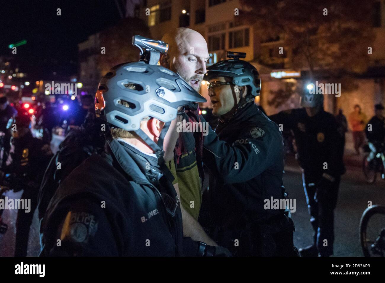 Bellevue, USA. 24th Oct, 2020. Early in the evening a man yelling at a ...