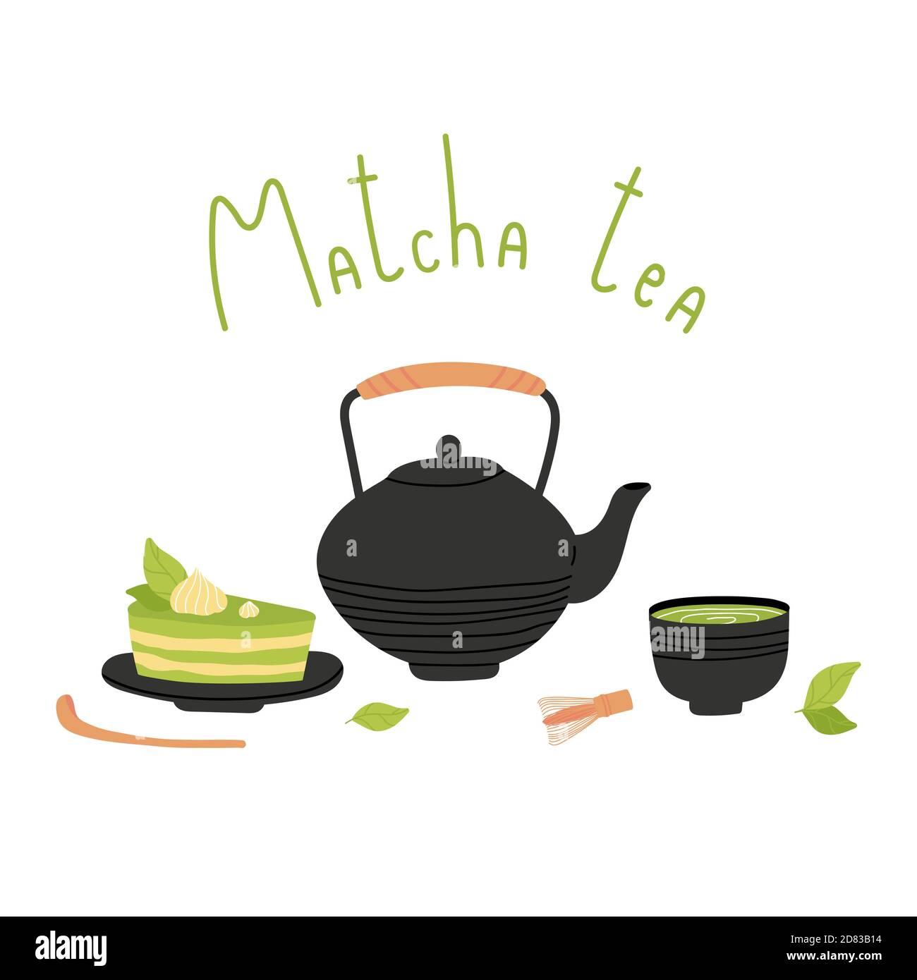Flat vector cartoon illustration of matcha tea Stock Vector Image & Art ...