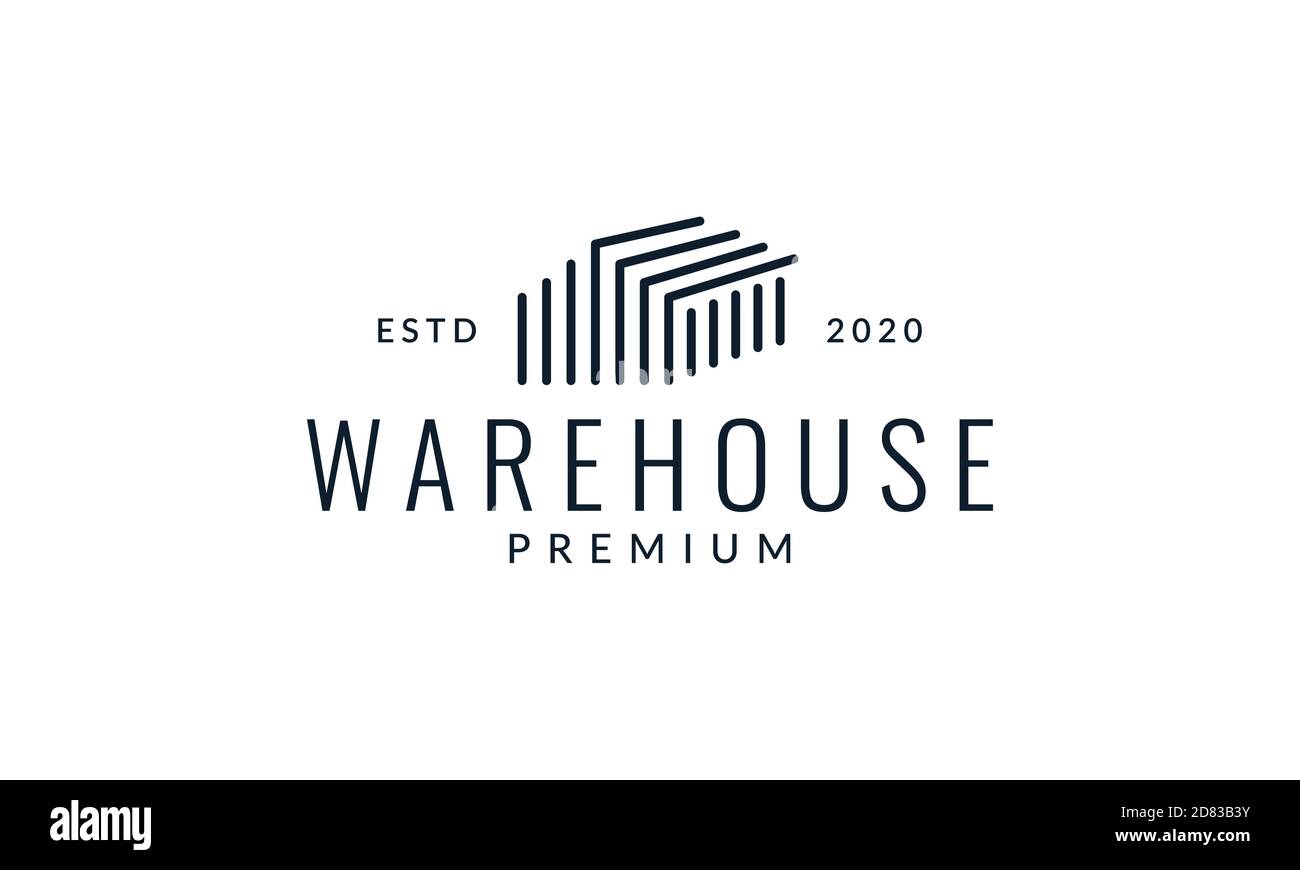 modern line or outline warehouse logo vector icon illustration Stock ...