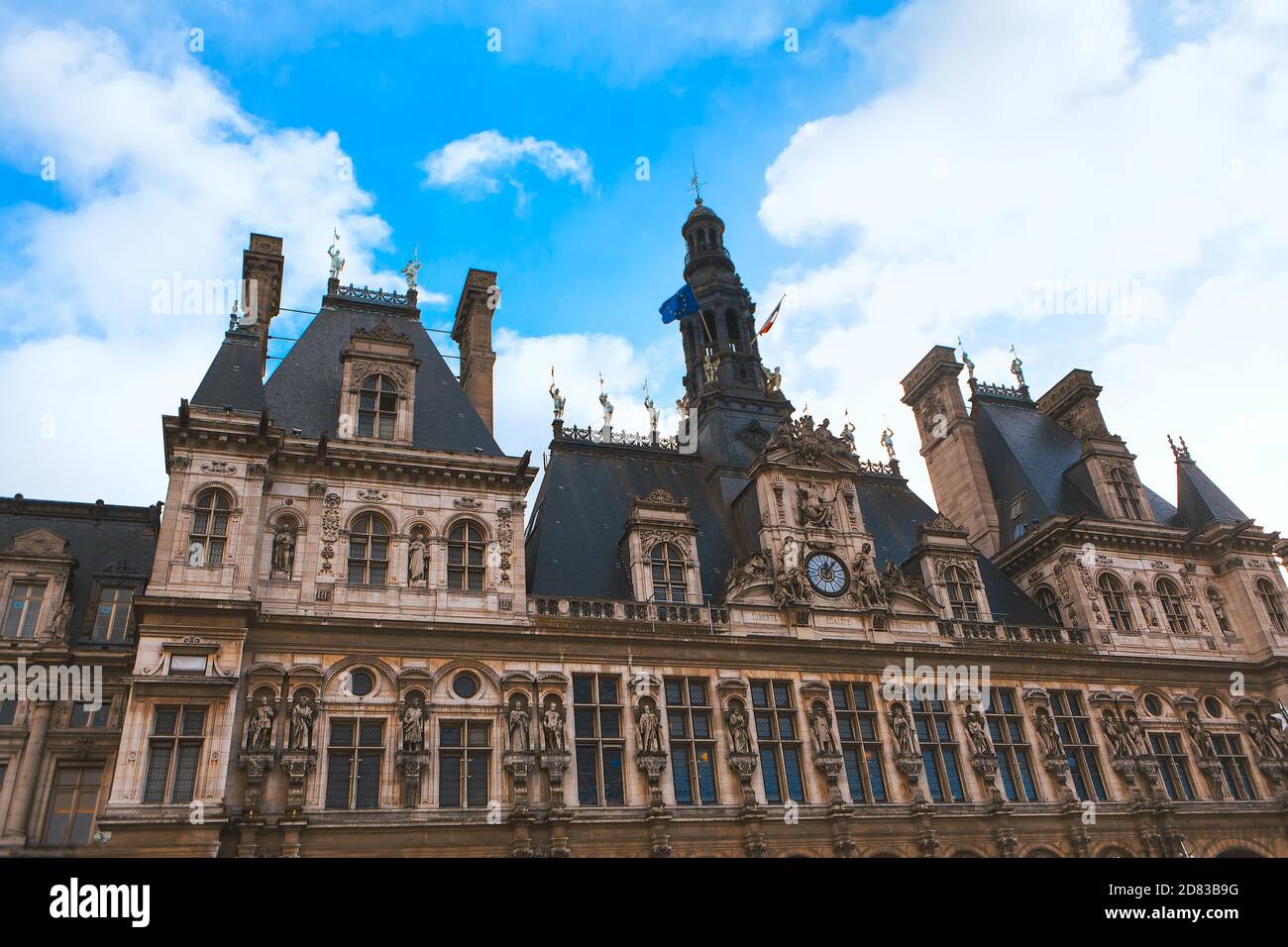 Facade of Paris City Hall . French architecture in baroque style Stock ...