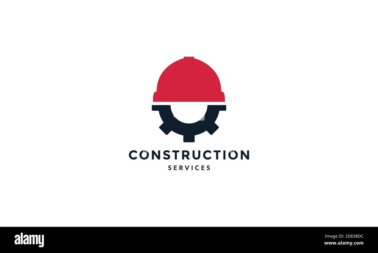 construction helmet worker with gear logo vector icon illustration ...