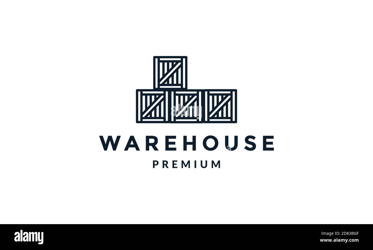 crate wood box warehouse vintage logo vector icon illustration Stock ...