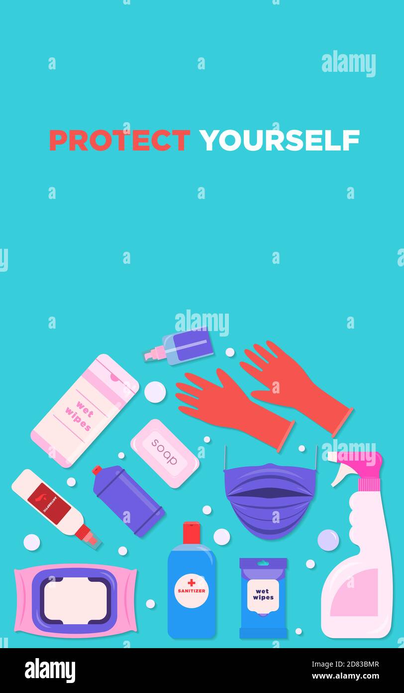 COVID-19 hygiene Poster template in flat design with copy space Stock ...