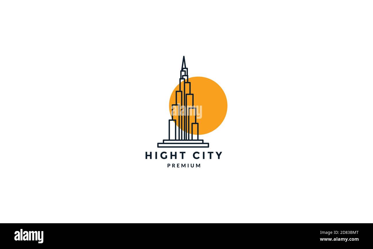 high tower building line minimalist logo vector icon illustration Stock ...