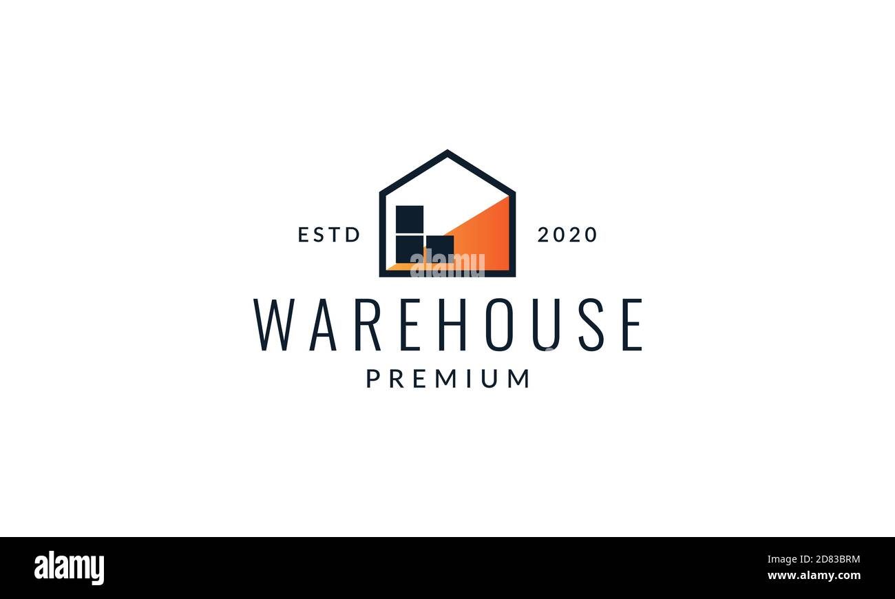 warehouse simple line art outline abstract logo vector icon ...