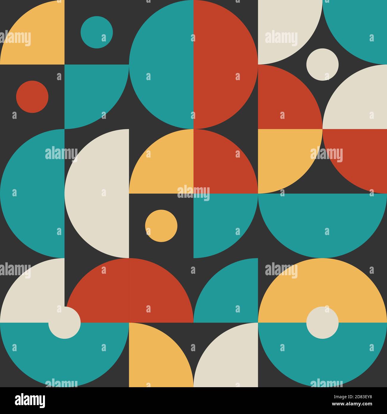 Retro pattern in style of 60s, 70s. Bauhaus seamless color geometric ...