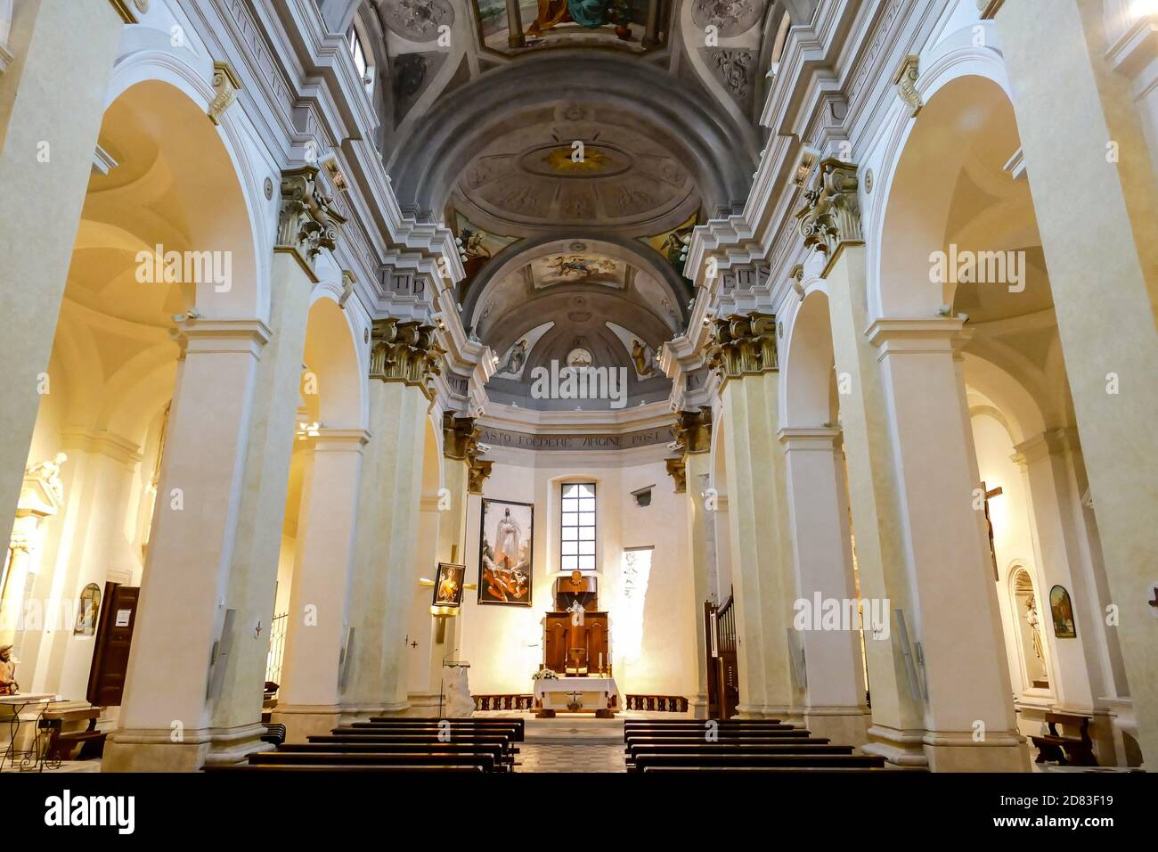 View of a church interior in medieval town Province of L'Aquila Abruzzo ...