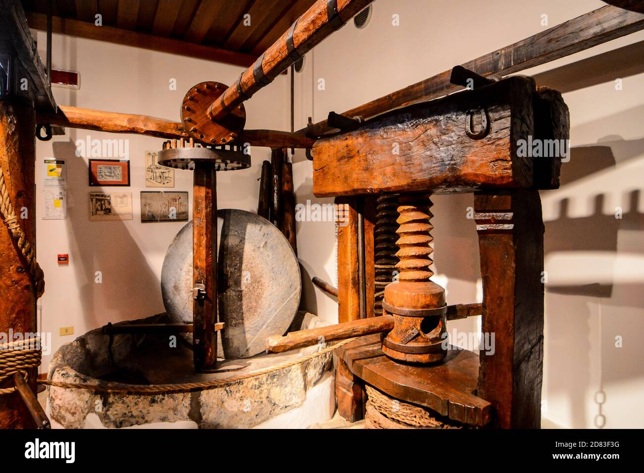 Vintage Ancient italian olive oil machine used to make oil, oil mill ...