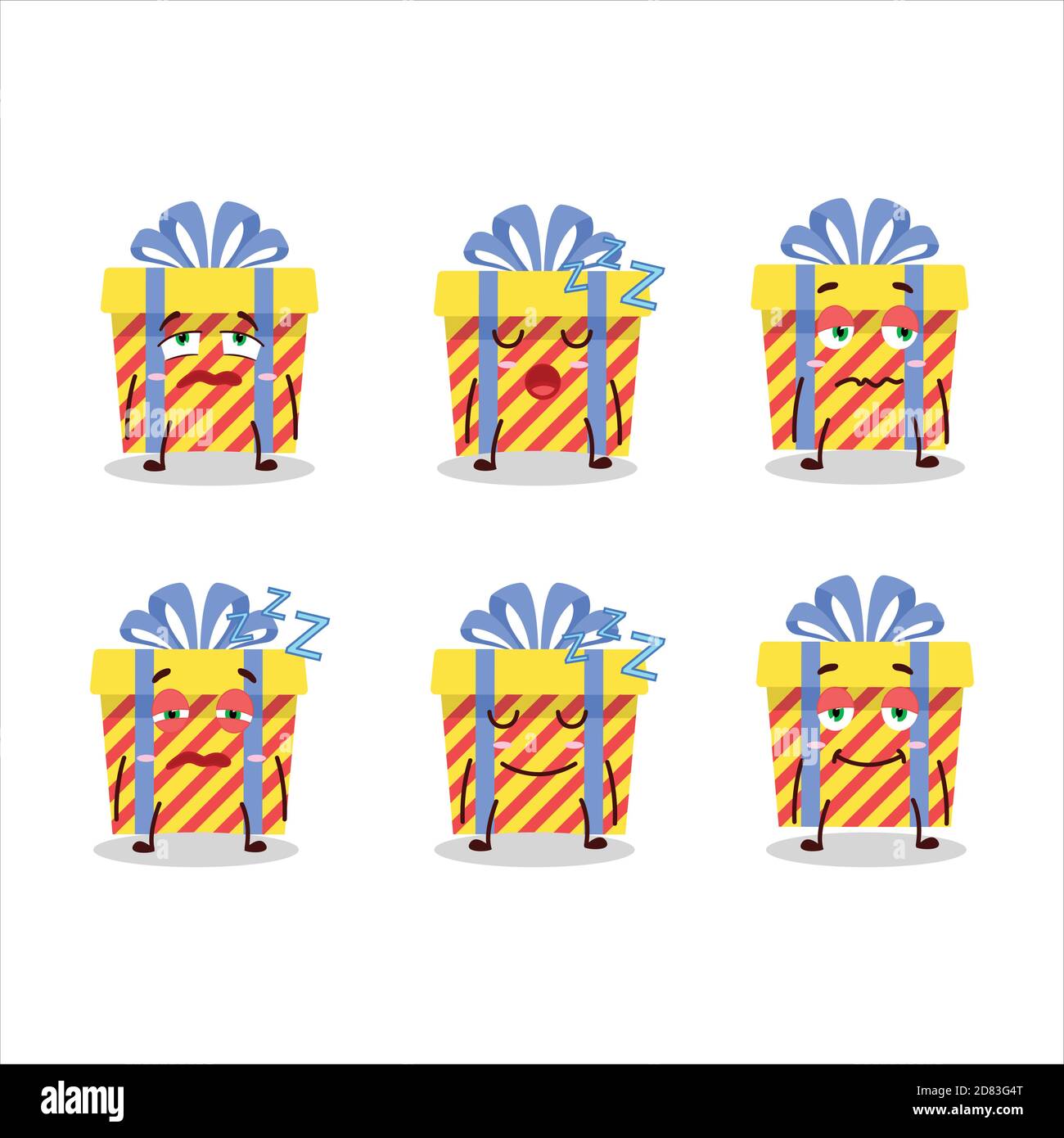 Cartoon character of yellow stripes gift with sleepy expression Stock ...