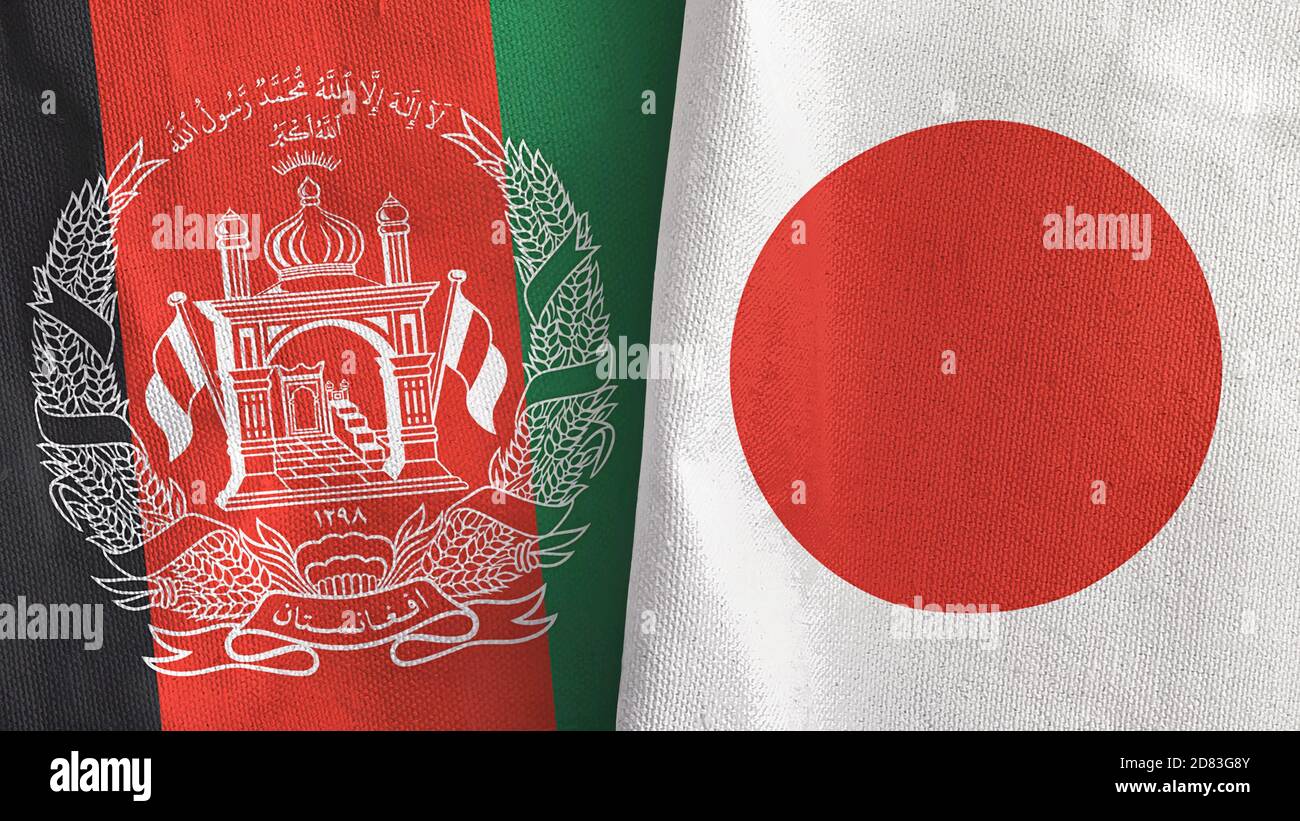 Japan and Afghanistan two flags textile cloth 3D rendering Stock Photo ...