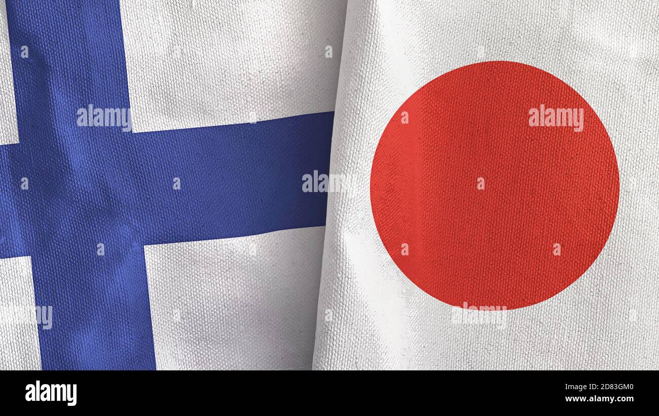 Japan and Finland two flags textile cloth 3D rendering Stock Photo - Alamy